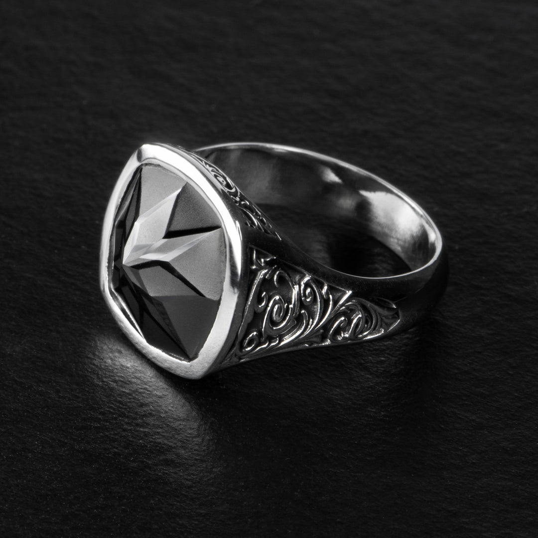 Geometric Signet Ring - BLACK LOTUS – AHW Studio